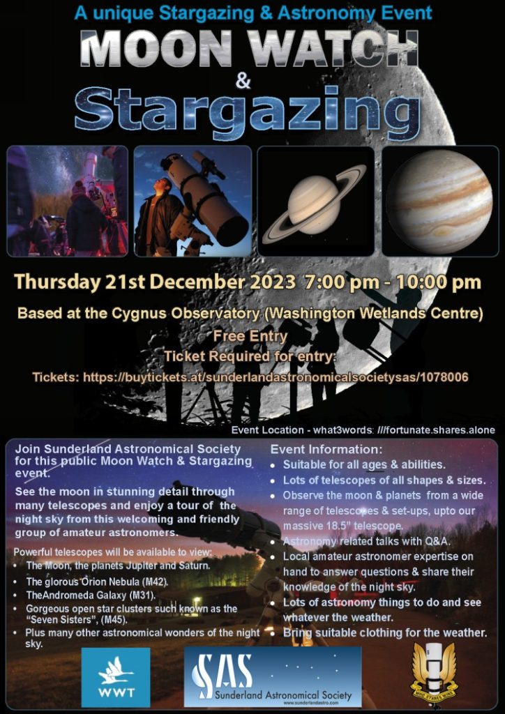 Moon Watch & Stargazing Event (Cygnus Observatory & Washington Wetlands ...